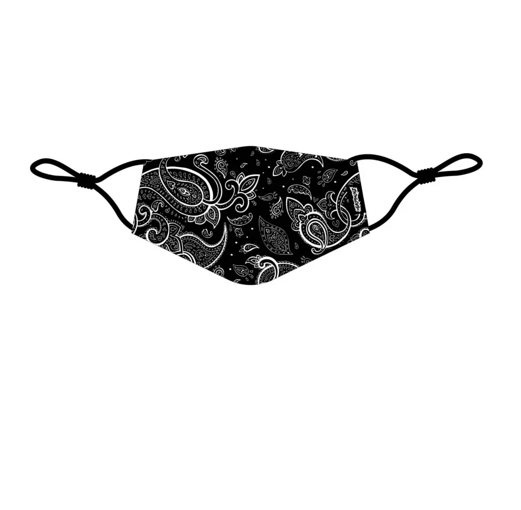 Face Mask - Classic Black Paisley - 3ply Cotton - www.headskinz.com.au