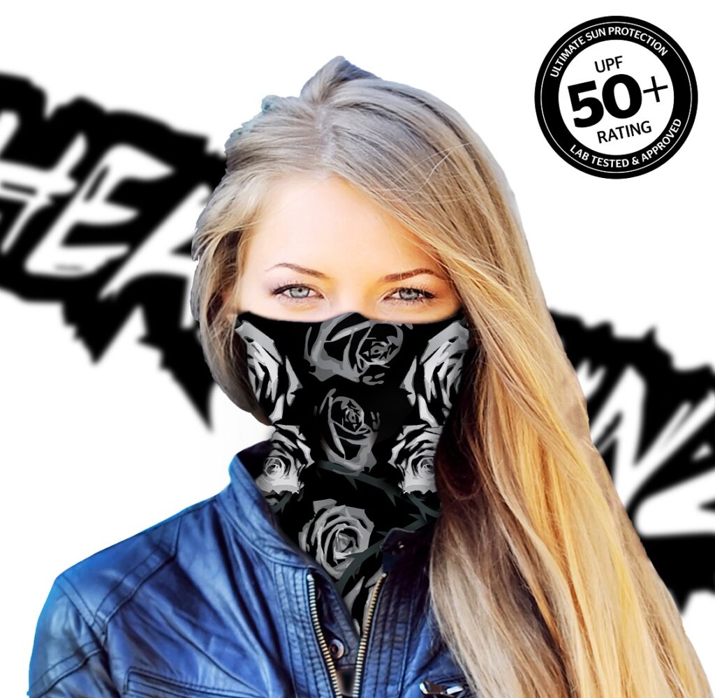 SOLAR SHIELD - Gothic Rose Headskinz - 50+UPF Neck Gaiter / Snoods