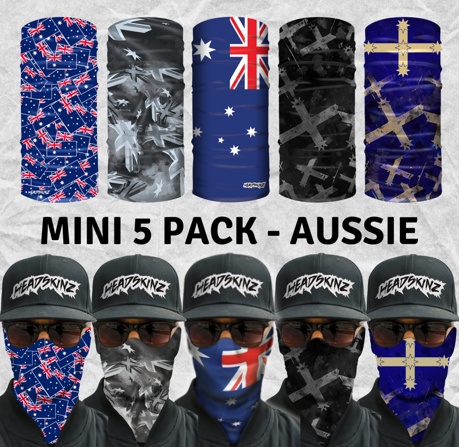Aussie Neck Gaiters Mini Pack (5 unit pack)